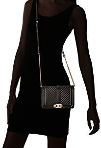 Rebecca Minkoff womens Chevron Quilted Small Love Crossbody, Black, One Size US