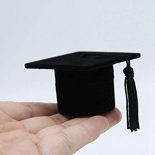 Amosfun Graduation Cap Shaped Ring Box Creative Jewelry Storage Box Ring Organizer Case Graduation Gifts for Celebration Graduation Party Supplies (Black)