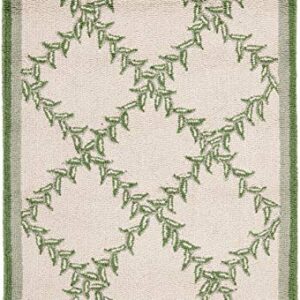 SAFAVIEH Chelsea Collection 1'8" x 2'6" Ivory / Light Green HK230B Hand-Hooked French Country Wool Accent Rug