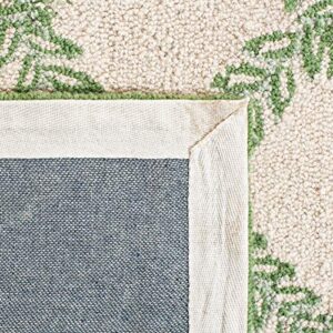 SAFAVIEH Chelsea Collection 1'8" x 2'6" Ivory / Light Green HK230B Hand-Hooked French Country Wool Accent Rug