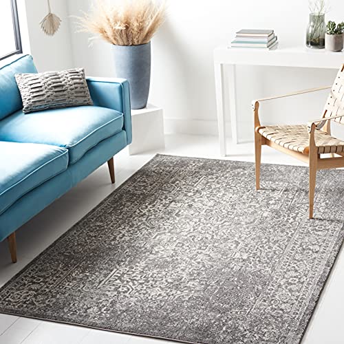 SAFAVIEH Evoke Collection 3' Square Grey/Ivory EVK256D Oriental Distressed Non-Shedding Living Room Bedroom Accent Rug