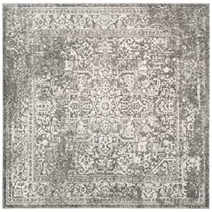 SAFAVIEH Evoke Collection 3' Square Grey/Ivory EVK256D Oriental Distressed Non-Shedding Living Room Bedroom Accent Rug