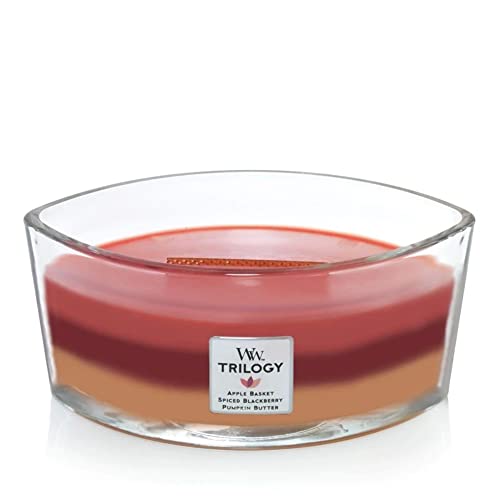 Woodwick Ellipse Scented Candle, Autumn Harvest Trilogy, 16oz | Up to 50 Hours Burn Time