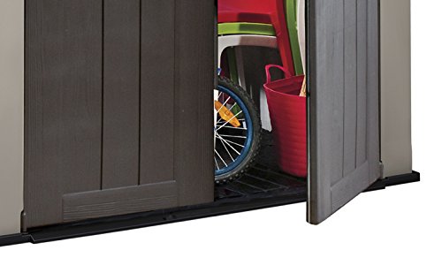 Keter Factor 6x3 Outdoor Storage Shed Kit-Perfect to Store Patio Furniture, Garden Tools Bike Accessories, Beach Chairs and Push Lawn Mower, Taupe & Brown