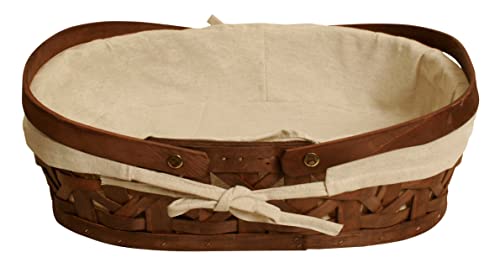 Wald Imports 15" Stained Woodchip w/Cloth Liner Basket, Brown