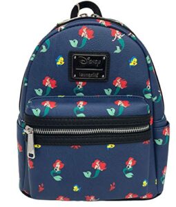 loungefly disney little mermaid ariel flounder sebastian aop mini backpack