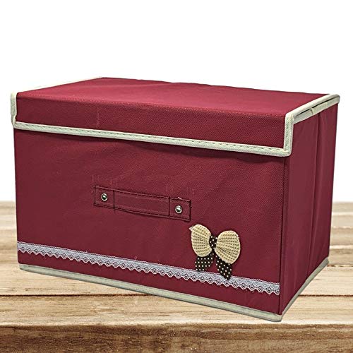 Storage Box Foldable Storage Bin with Lid and Handle – Collapsible Red Containers for Organizing Toys Closets Bedroom Clothes Shoes