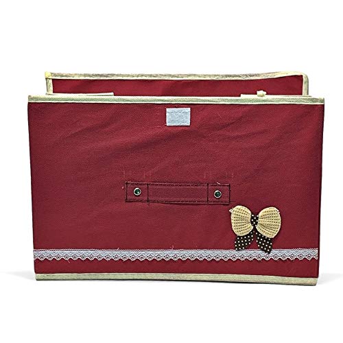 Storage Box Foldable Storage Bin with Lid and Handle – Collapsible Red Containers for Organizing Toys Closets Bedroom Clothes Shoes