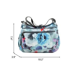 NOTAG Shoulder Bags for Women Nylon Floral Crossbody Purses Water Resistant Messenger Bags Small Pocketbooks (HH)