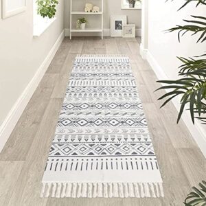 Pauwer Cotton Area Rug Set 2 Piece 4.2'x2'+3'x2' Hand Woven Cotton Rugs with Tassel Washable Cotton Throw Rugs Runner for Kitchen, Living Room, Bedroom