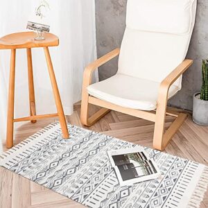 Pauwer Cotton Area Rug Set 2 Piece 4.2'x2'+3'x2' Hand Woven Cotton Rugs with Tassel Washable Cotton Throw Rugs Runner for Kitchen, Living Room, Bedroom