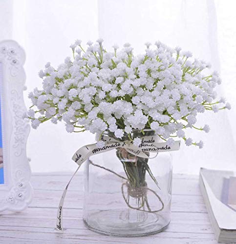 10Pcs 30 Bunches White Babys Breath Artificial Flowers Real Touch Fake Gypsophila Faux Plants for Wedding Garland Wreath Girl Crown Flower bonquet DIY Flores Arrangement Table Décor Centerpiece