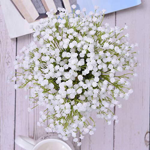 10Pcs 30 Bunches White Babys Breath Artificial Flowers Real Touch Fake Gypsophila Faux Plants for Wedding Garland Wreath Girl Crown Flower bonquet DIY Flores Arrangement Table Décor Centerpiece