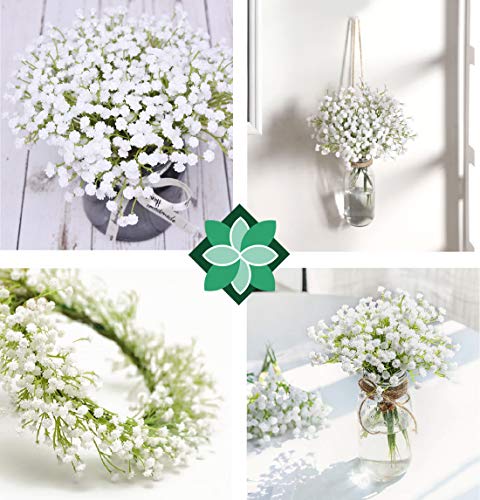 10Pcs 30 Bunches White Babys Breath Artificial Flowers Real Touch Fake Gypsophila Faux Plants for Wedding Garland Wreath Girl Crown Flower bonquet DIY Flores Arrangement Table Décor Centerpiece