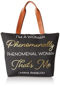 african american expressions – maya angelou phenomenal woman canvas tote bag (20″ x 15″) chb02, black