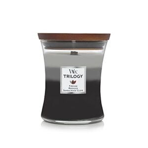 woodwick warm woods medium hourglass trilogy candle, 9.7 oz.