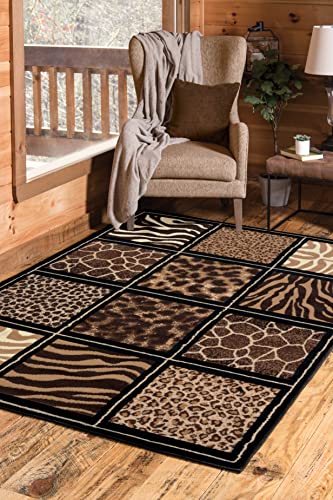 United Weavers of America Legends Collection Safari Square Rug, 5'3" by 7'2", Black, Room Size (910 03450)