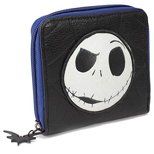 Buckle Down Disney Wallet, Square Zip Around, Nightmare Before Christmas, Jack Skelllington, Black Vegan Leather, 4.5" x 4.0"