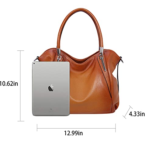 HESHE Genuine Leather Purses and Handbags for Women Tote Top Handle Shoulder Hobo Bag Satchel Ladies Crossbody Bags (Sorrel)