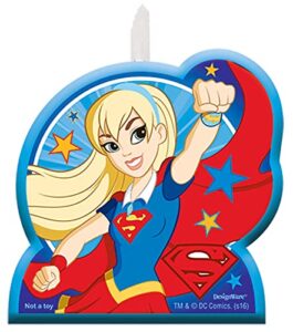 amscan 171609 multicolor dc superhero girls candle set, 4ct