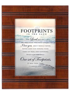 cottage garden footprints in the sand wood finish 8 x 10 sentimental framed art plaque – holds 5×7 photo