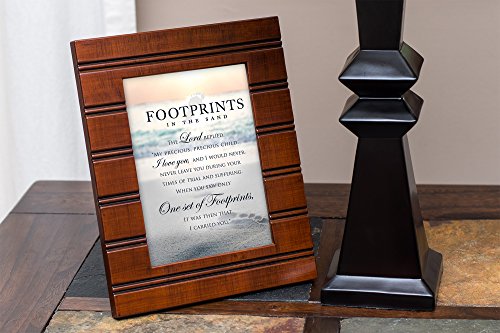 Cottage Garden Footprints in The Sand Wood Finish 8 x 10 Sentimental Framed Art Plaque - Holds 5x7 Photo