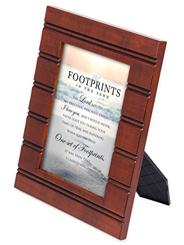 Cottage Garden Footprints in The Sand Wood Finish 8 x 10 Sentimental Framed Art Plaque - Holds 5x7 Photo