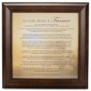 so god made a farmer full poem version 12 x 12 framed art wall plaque with wood finish