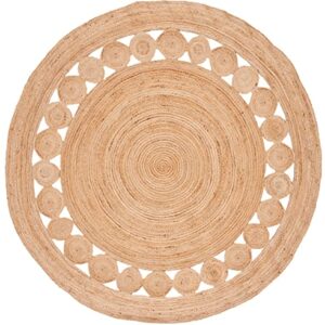 SAFAVIEH Natural Fiber Round Collection 3' Round Natural NF364A Handmade Boho Charm Farmhouse Jute Area Rug