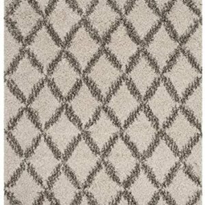 SAFAVIEH Hudson Shag Collection 5'1" x 7'6" Ivory/Grey SGH333A Moroccan Trellis Non-Shedding Living Room Bedroom Dining Room Entryway Plush 2-inch Thick Area Rug