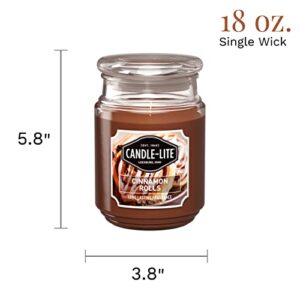 Candle-lite Scented Candles, Cinnamon Rolls Fragrance, One 18 oz. Single-Wick Aromatherapy Candle with 110 Hours of Burn Time, Brown Color