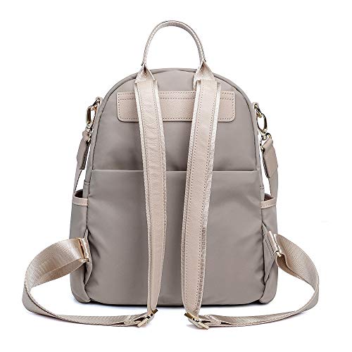 Mn&Sue Waterproof Nylon Casual Backpack Purse for Women School Shoulder Bag Rucksack Ladies Travel bags (Style B Beige)