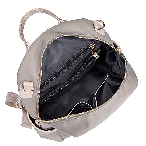 Mn&Sue Waterproof Nylon Casual Backpack Purse for Women School Shoulder Bag Rucksack Ladies Travel bags (Style B Beige)