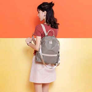 Mn&Sue Waterproof Nylon Casual Backpack Purse for Women School Shoulder Bag Rucksack Ladies Travel bags (Style B Beige)