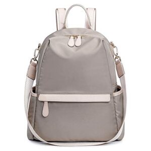 Mn&Sue Waterproof Nylon Casual Backpack Purse for Women School Shoulder Bag Rucksack Ladies Travel bags (Style B Beige)