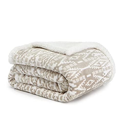 Eddie Bauer Ultra-Plush Collection Throw Blanket-Reversible Sherpa Fleece Cover, Soft & Cozy, Perfect for Bed or Couch, San Juan Oyster