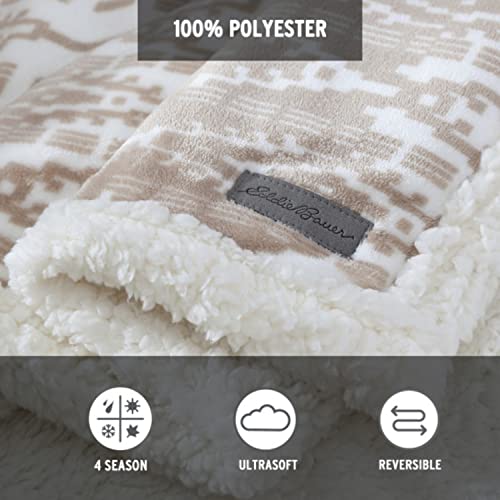 Eddie Bauer Ultra-Plush Collection Throw Blanket-Reversible Sherpa Fleece Cover, Soft & Cozy, Perfect for Bed or Couch, San Juan Oyster