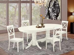 east west furniture vabo5-lwh-w dining set, 5-piece