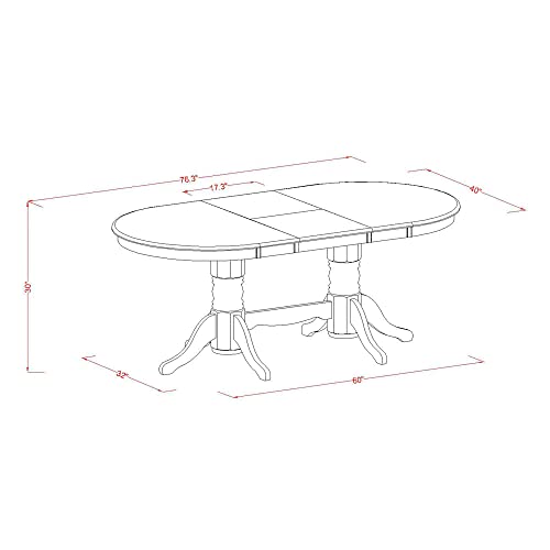 East West Furniture VABO5-LWH-W Dining Set, 5-Piece