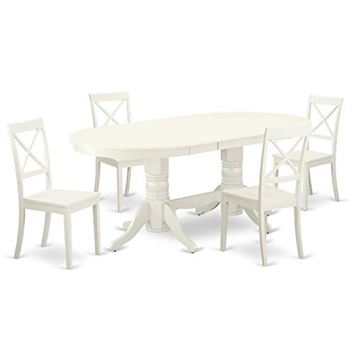 East West Furniture VABO5-LWH-W Dining Set, 5-Piece