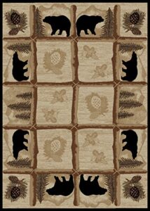 rug empire rustic lodge area rug, bear cabin, 4x6