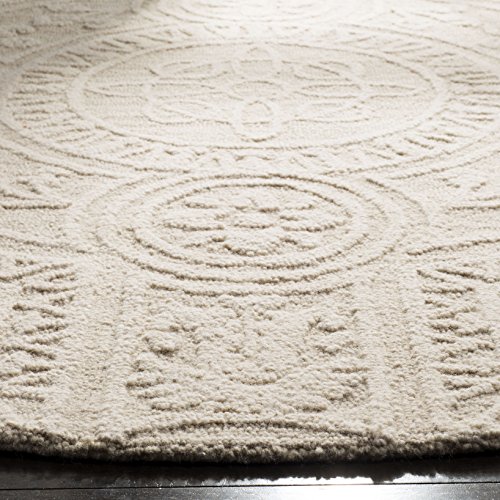 SAFAVIEH Blossom Collection 6' Round Light Grey/Ivory BLM109F Handmade Premium Wool Area Rug