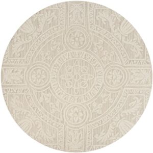 SAFAVIEH Blossom Collection 6' Round Light Grey/Ivory BLM109F Handmade Premium Wool Area Rug