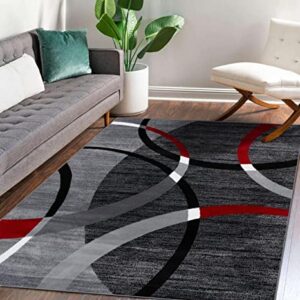 Persian-Rugs Luxe Weavers Victoria Collection 3895 Gray 8 ft x 11 ft Modern Abstract Geometric Stain Resistant Area Rug