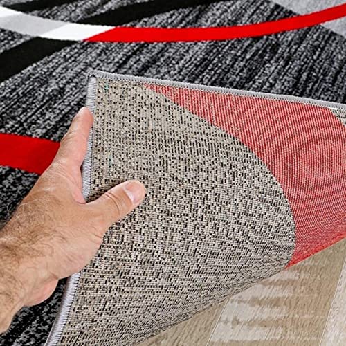 Persian-Rugs Luxe Weavers Victoria Collection 3895 Gray 8 ft x 11 ft Modern Abstract Geometric Stain Resistant Area Rug