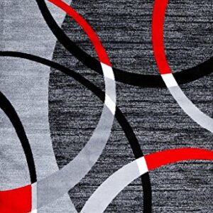 Persian-Rugs Luxe Weavers Victoria Collection 3895 Gray 8 ft x 11 ft Modern Abstract Geometric Stain Resistant Area Rug