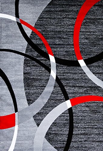 Persian-Rugs Luxe Weavers Victoria Collection 3895 Gray 8 ft x 11 ft Modern Abstract Geometric Stain Resistant Area Rug