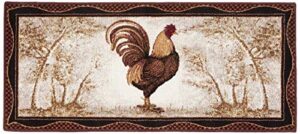 brumlow mills tall farmhouse rooster area rug rustic decor mat for kitchen, dining, bedroom, bathroom, entryway or living room, 20″ x 44″, brick