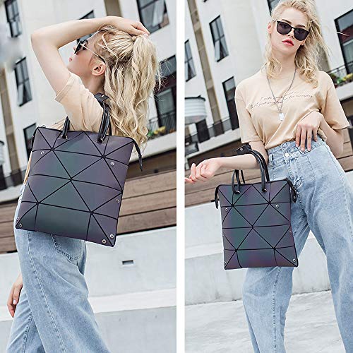 FOUCPOOM Geometric Luminous Purses and Handbags For Women Holographic Reflective Crossbody Bags Wallet Purse (Luminous Handbag)