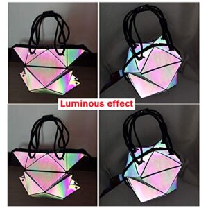 FOUCPOOM Geometric Luminous Purses and Handbags For Women Holographic Reflective Crossbody Bags Wallet Purse (Luminous Handbag)